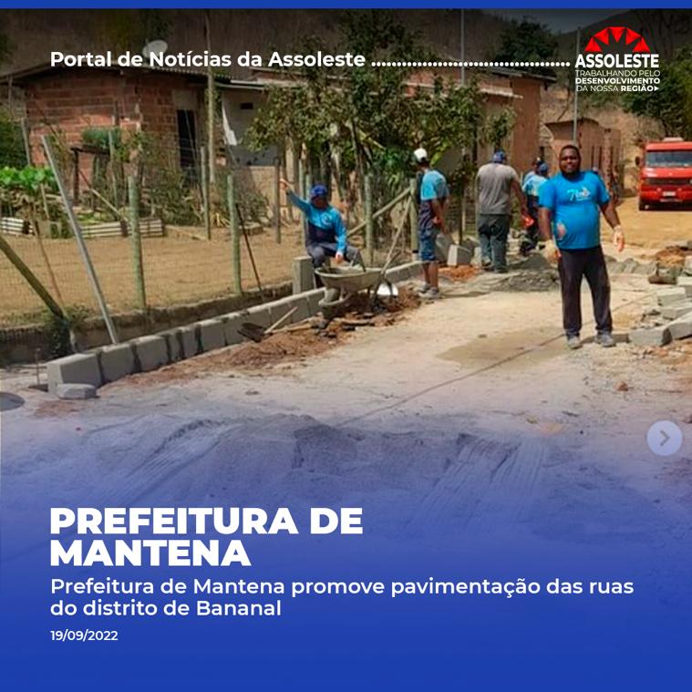 Prefeitura de Mantena promove pavimentação das ruas do distrito de ...